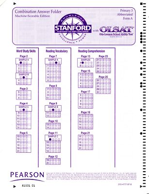 Stanford 10 SAT10 PRIMARY 3 Form A Abbr w/OLSAT ~ READ CAREFULLY ~ Qty ...