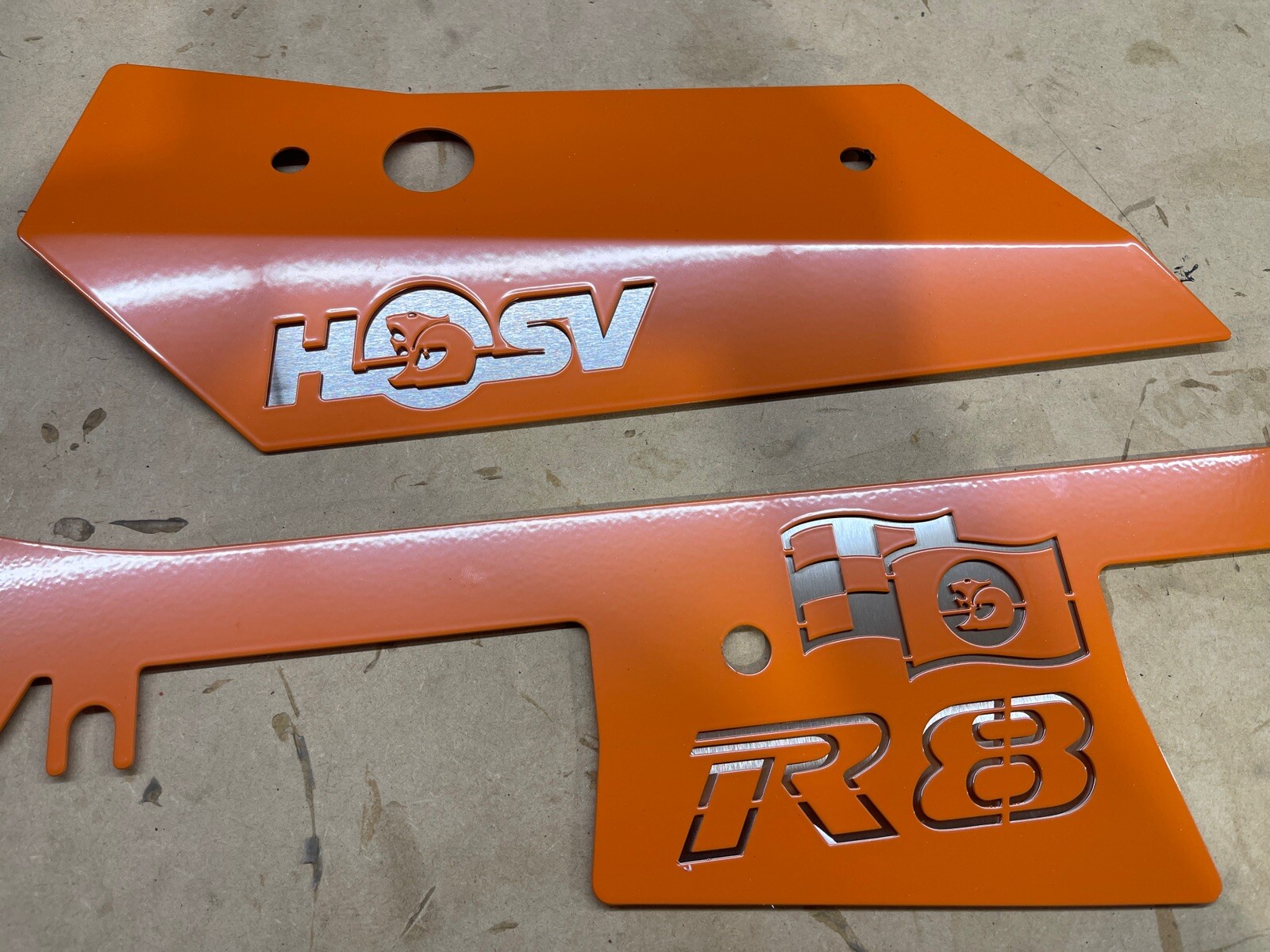 Holden VE Rad Panels HSV Clubsport R8 LS2 Orange Panels Silver Logos | eBay