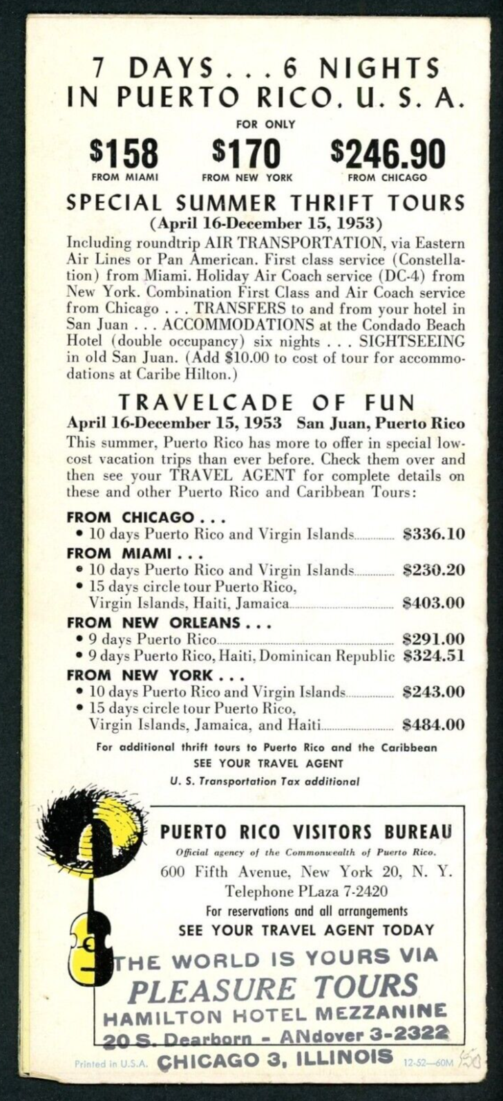 VINTAGE TOURISM BROCHURE / PUERTO RICO U.S.A. / 1950's #26 | eBay
