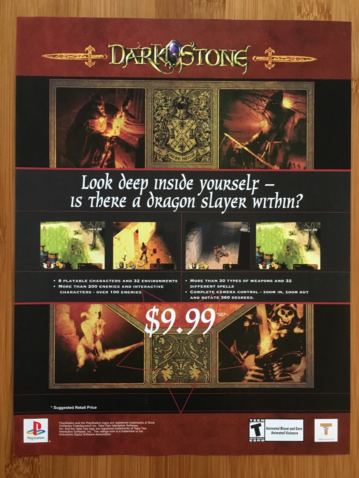 Darkstone PS1 Playstation 1 2000 Vintage Poster Ad Print Art Promo RPG ...