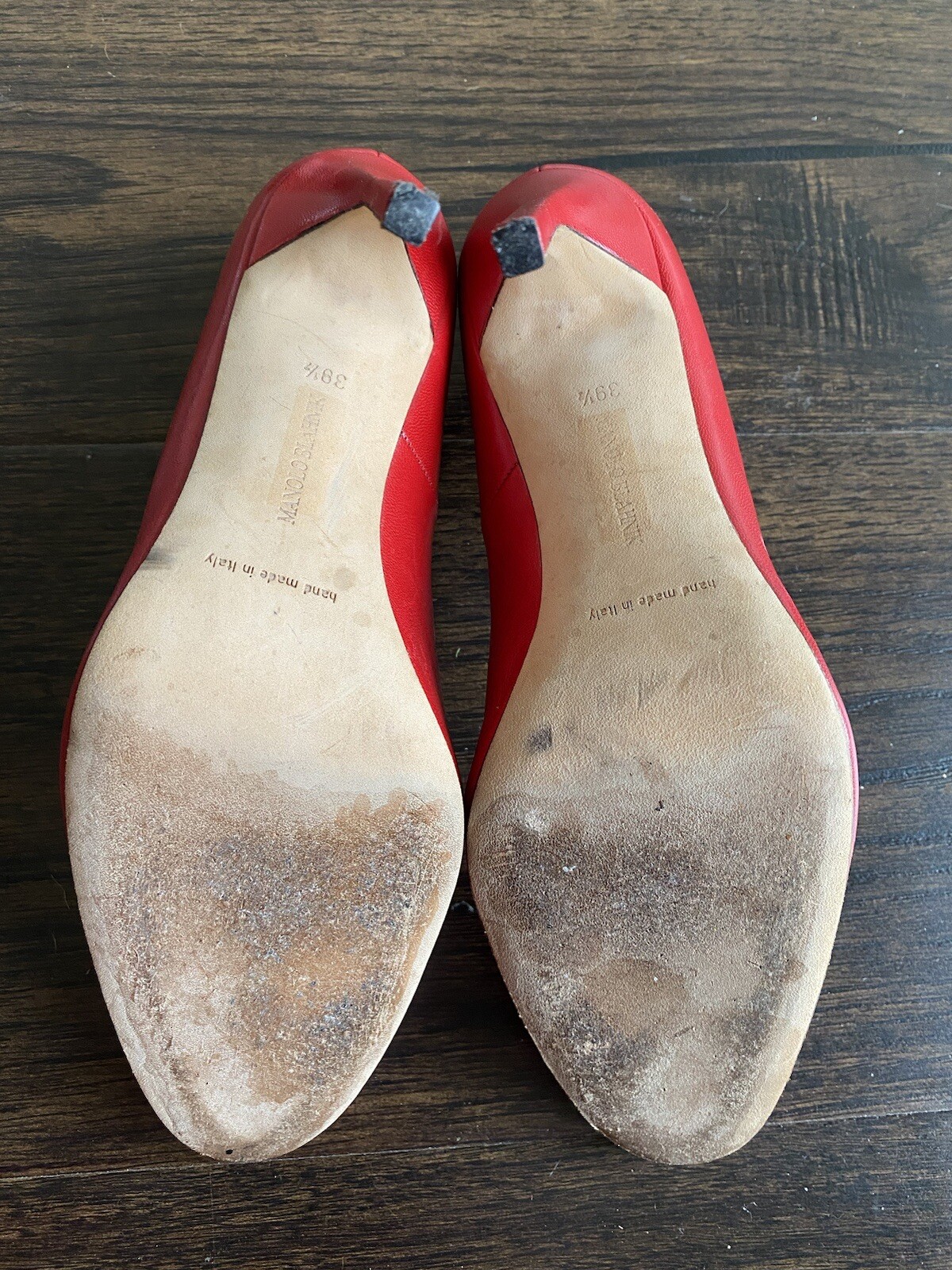 Women’s Red Leather MANOLO BLAHNIK Round Toe Stiletto… - Gem