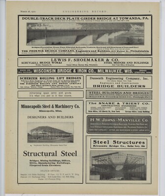 1910 Phoenix Bridge Co. Ad: Towanda Pennsylvania Bridge over ...