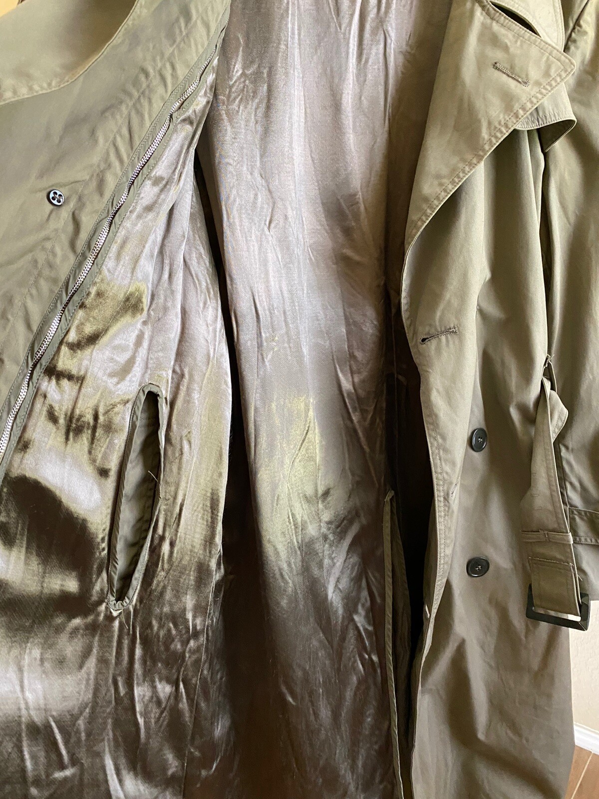 USMC All Weather Coat Long Trench Military Issue Mens 42L Large Green ...