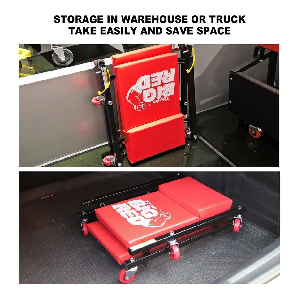 BIG RED Torin Rolling Garage/Shop Creeper 36" Car Headrest 6-Casters ...