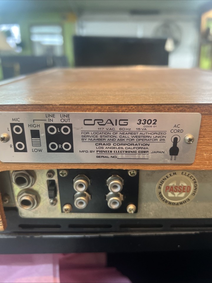 Craig 3302 made by Pioneer Stereo 8 Track Deck Player & Recorder 4496 ...