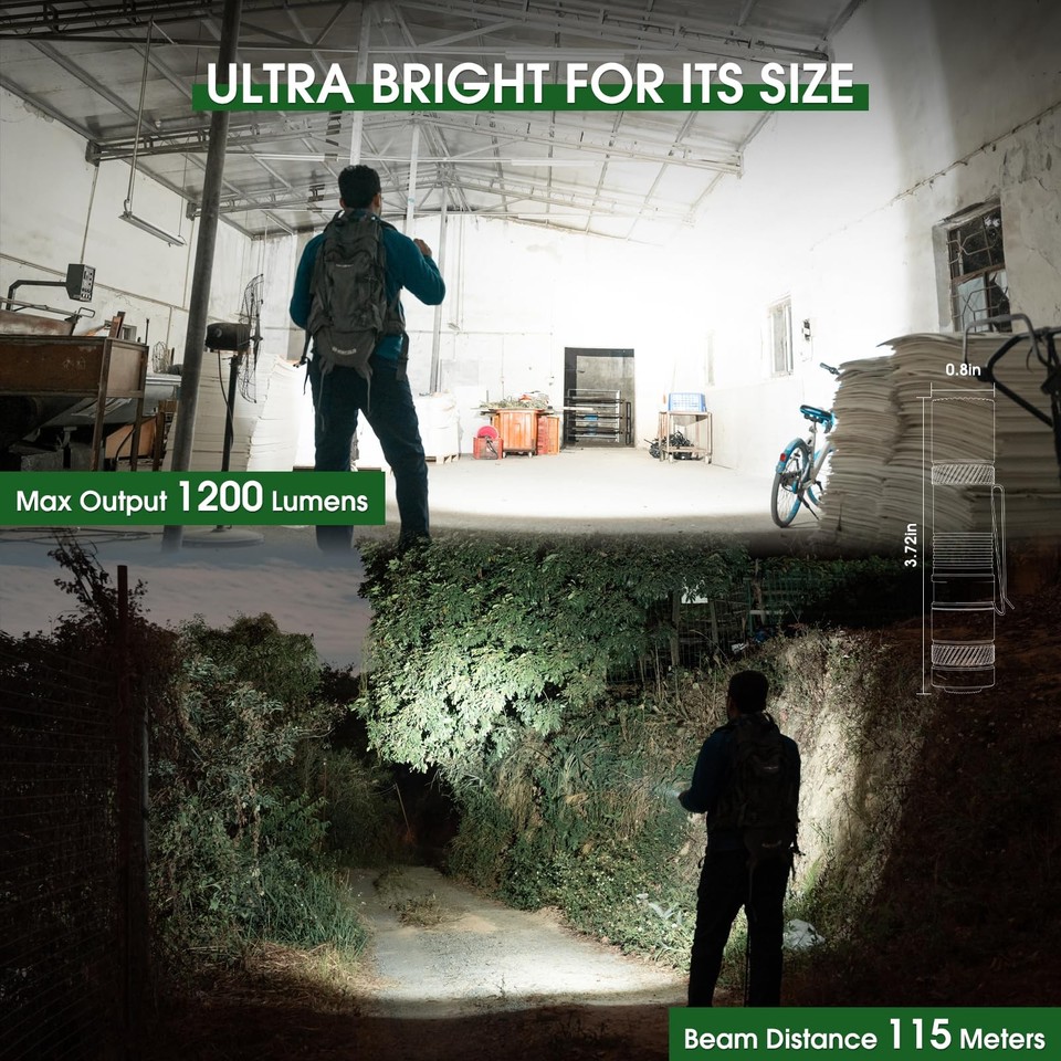 Rechargeable Flashlights 1200 Lumens EDC Flashlight, AA Pocket ...