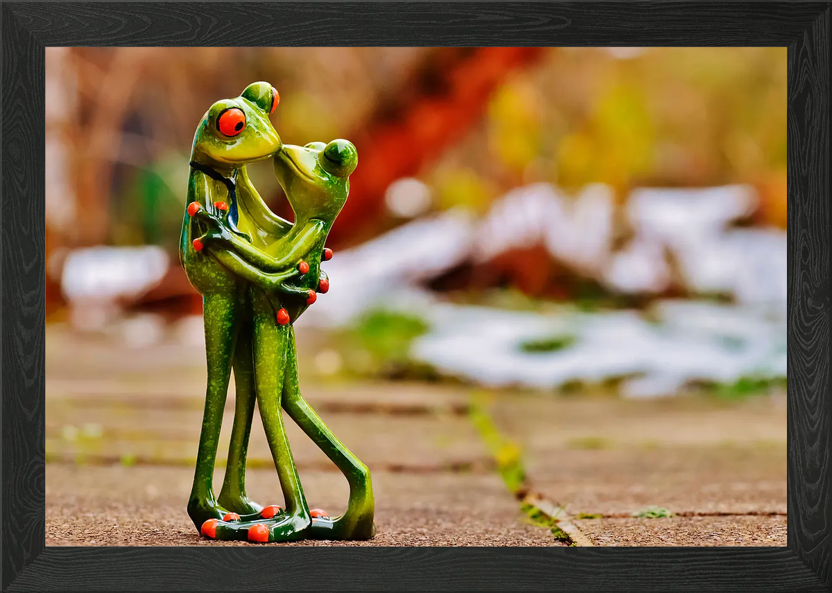 COUPLE OF FROGS IN LOVE Framed Wall Art Poster Canvas Print Picture ...