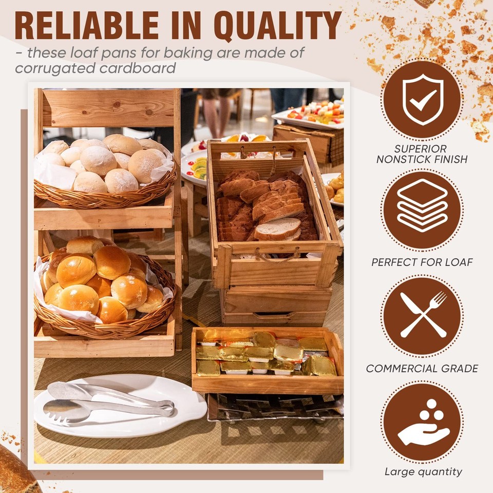 50 Pcs Paper Loaf Pan Disposable Paper Baking Pan With Lids Disposable ...