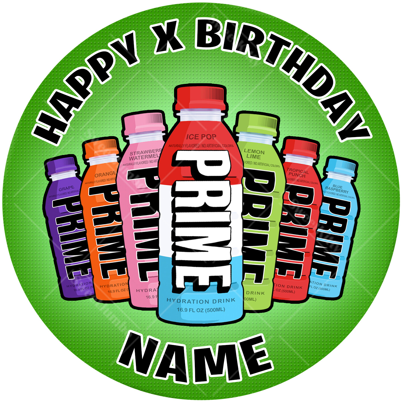 Prime KSI Cake Topper Drink Bottle Personalised Round Circle Edible ...