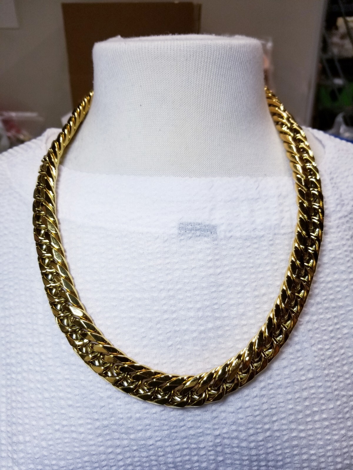 Saint Morta Gold Tone 18MM Cuban Link Chain 26" Neckl… - Gem