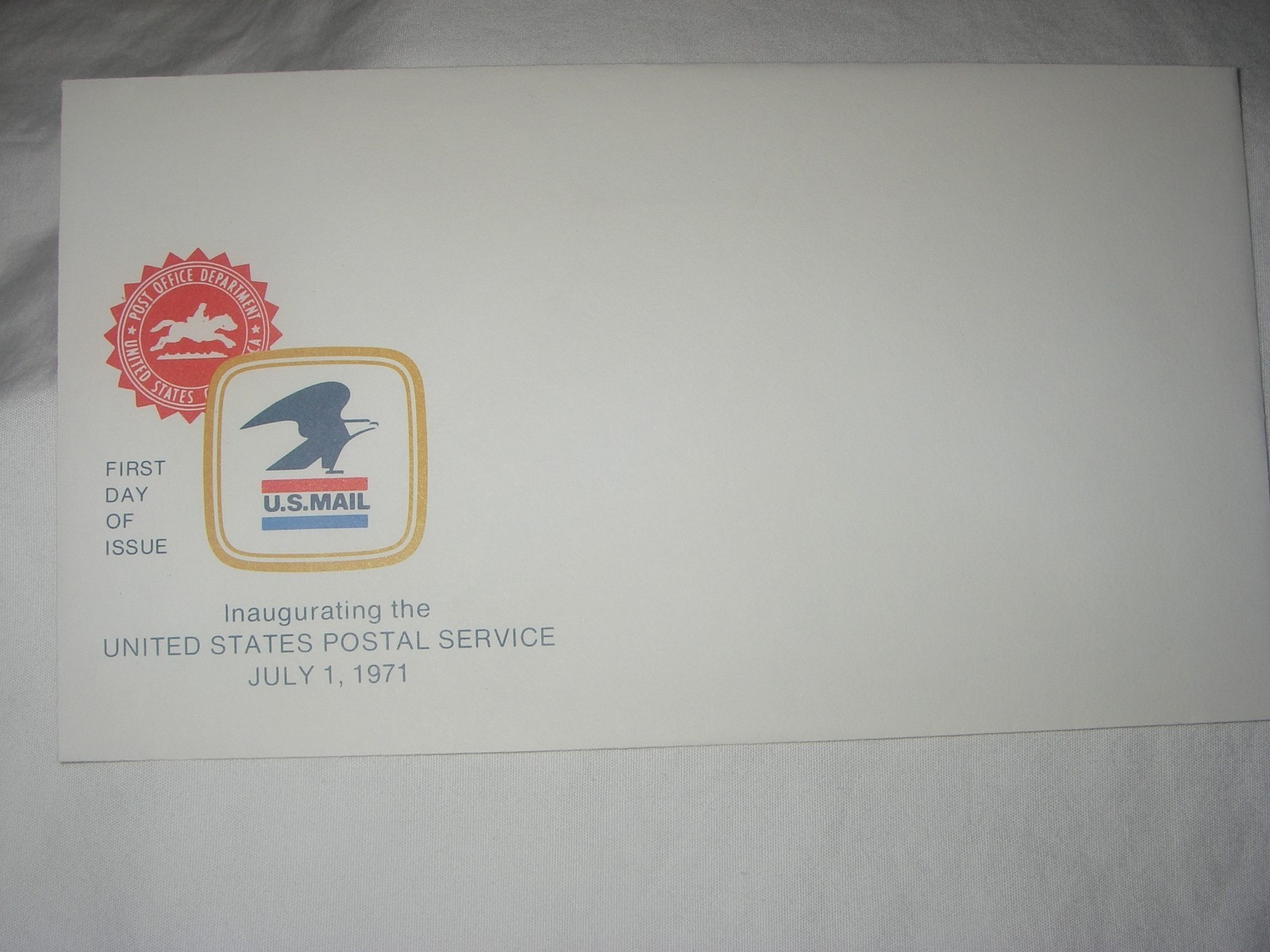 FIRST DAY ISSUE ENVELOPE INAUGURATION THE UNITED STATES POSTAL SERVICE ...