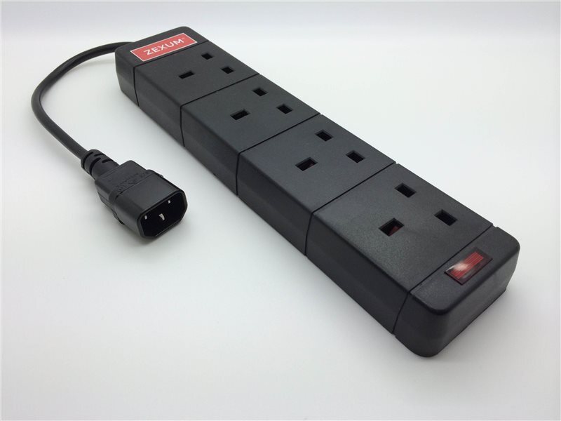 IEC C14 Male - 13A 4 Gang UK Socket with Neon - UPS Stage Lighting ...