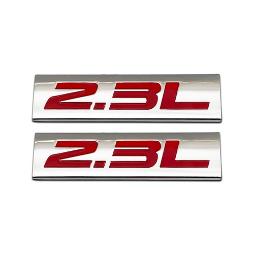 2x Red Metal 2.3L Car Fender Emblem Chrome V6 V8 Engine Car Trunk Badge ...