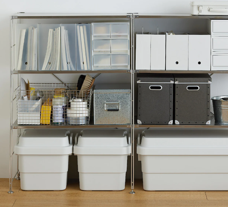 MUJI MoMA Large Galvanized Iron Box 10.2 in × 14.5 in × 9.4 in Silver ...