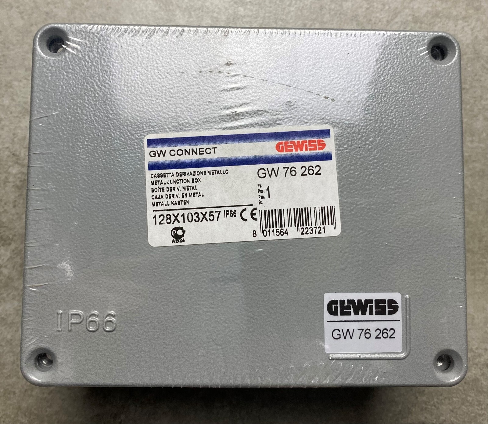 GEWISS GW76262 JUNCTION BOX IN DIE-CAST ALUMINIUM GREY 128X103X57 mm ...