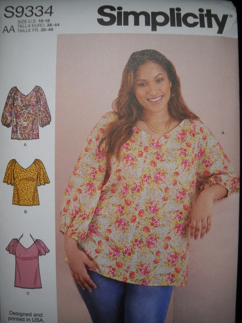 Simplicity S9334 Sewing Pattern Misses' & Women's Tops in Two Lengths ...