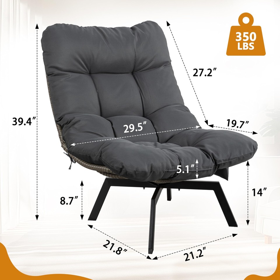 Outdoor Wicker Swivel Chair,Grey Rattan Patio Rotating Chair with ...