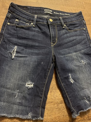 Women’s size 2 Levi denim shorts modern skinny dark wash blue cut off ...