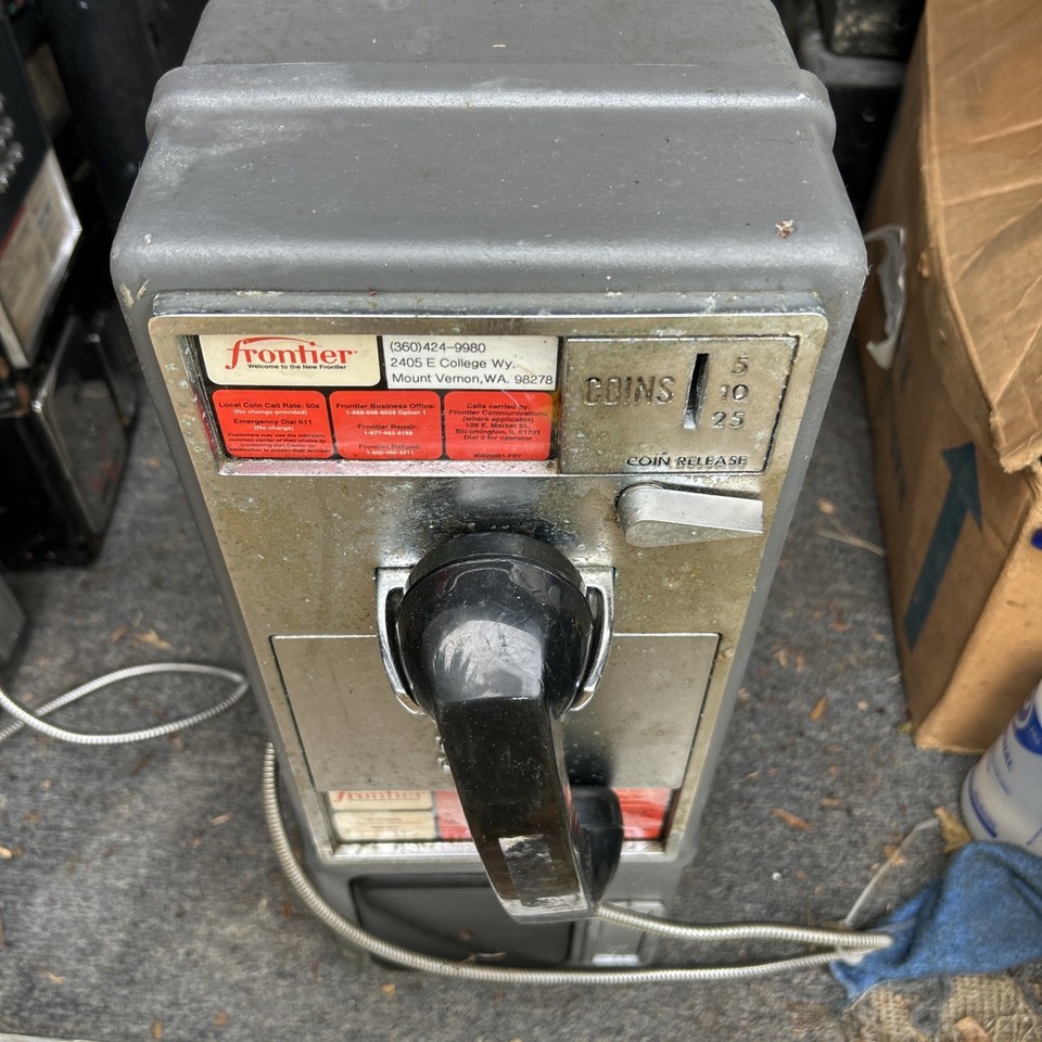 Vintage Black Phone Booth Payphone Push Button Telephone GTE Frontier ...