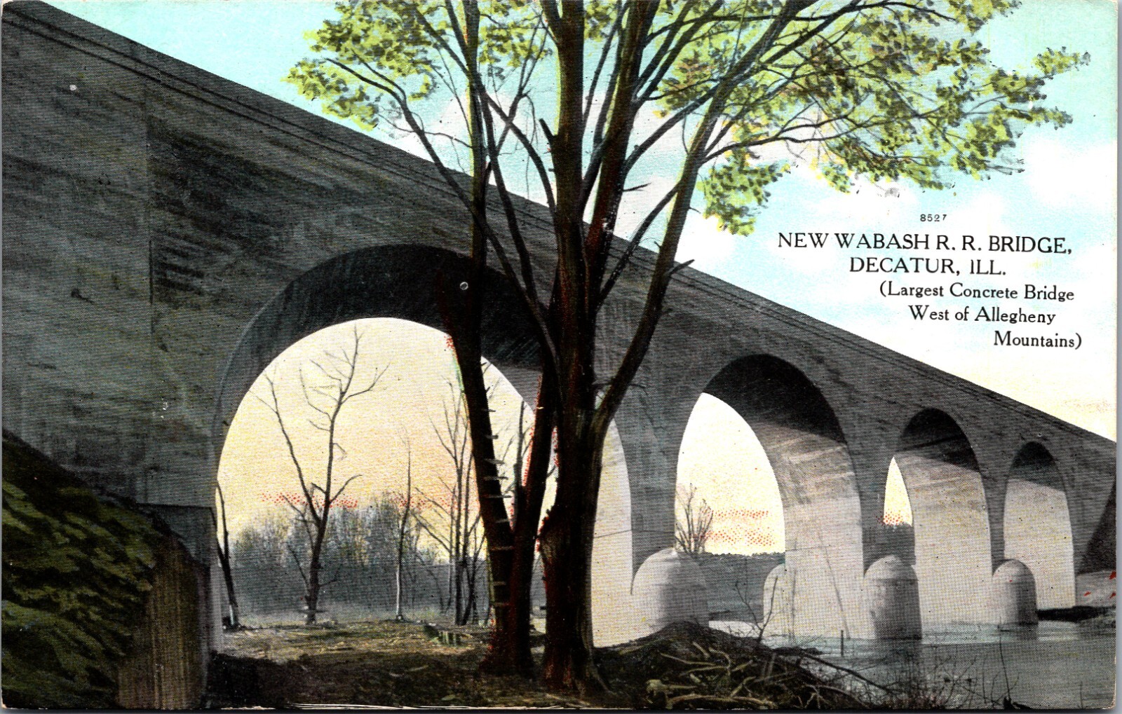 Postcard IL View New Wabash Railroad Concrete Bridge Decatur Illinois ...