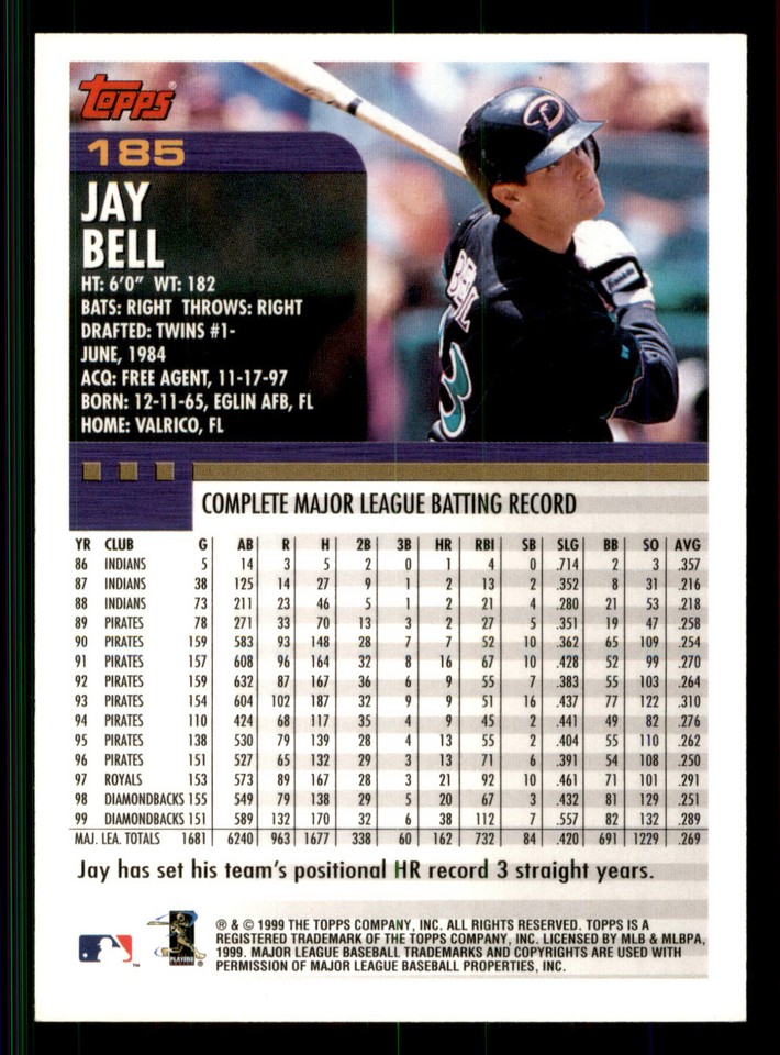 2000 Topps Jay Bell #185 Arizona Diamondbacks | eBay