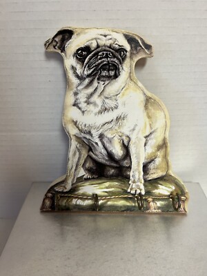 Pug Dog 4 hook Key Holder; 1/2 “ deep wood; 7” X 6” So Cute! | eBay