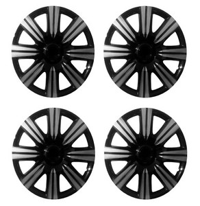 14 INCH UNIVERSAL WHEEL TRIMS CAR COVERS BLACK/SILVER PLASTIC 14” SET ...