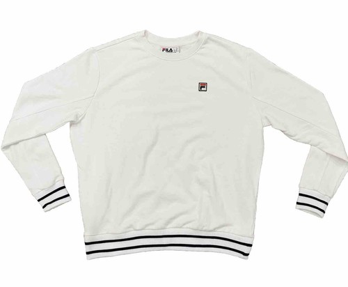 FILA Sweater Terry Crewneck Adult Men’s XXL White Peacoat Pullover Long ...