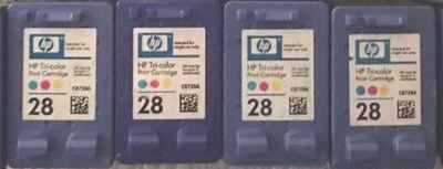 Lot of 4 New Genuine HP 28 Inkjet Cartridges Out of Box & Bag C8728A | eBay