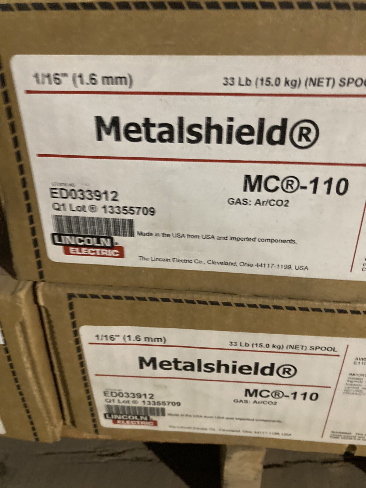 Lincoln Metalshield MC110 1/16 ED033912 Mig Welding Wire 33# Spools 330 ...