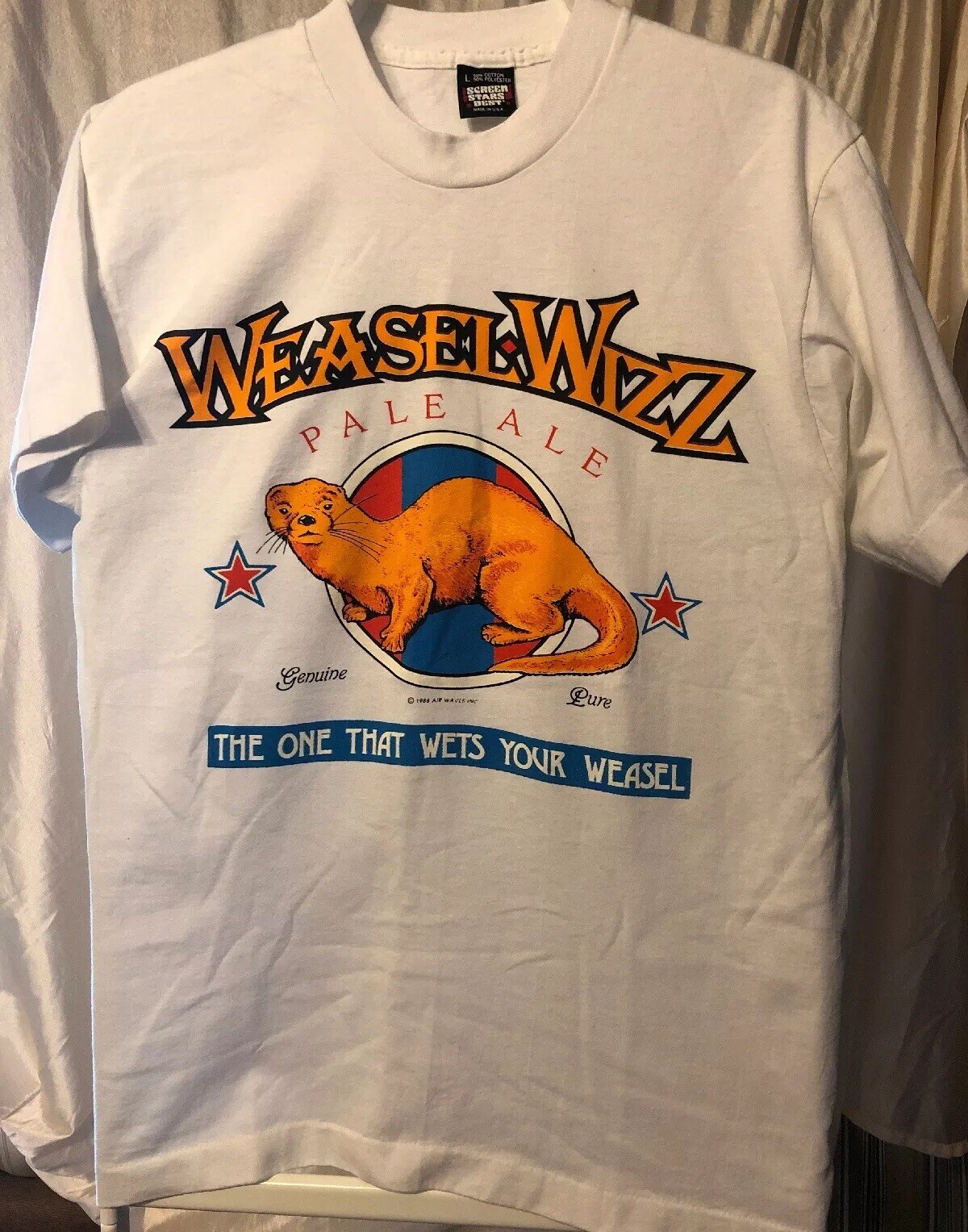 Vintage 1988 Weasel Wizz Pale Ale Beer Shirt 80’s Scr… - Gem