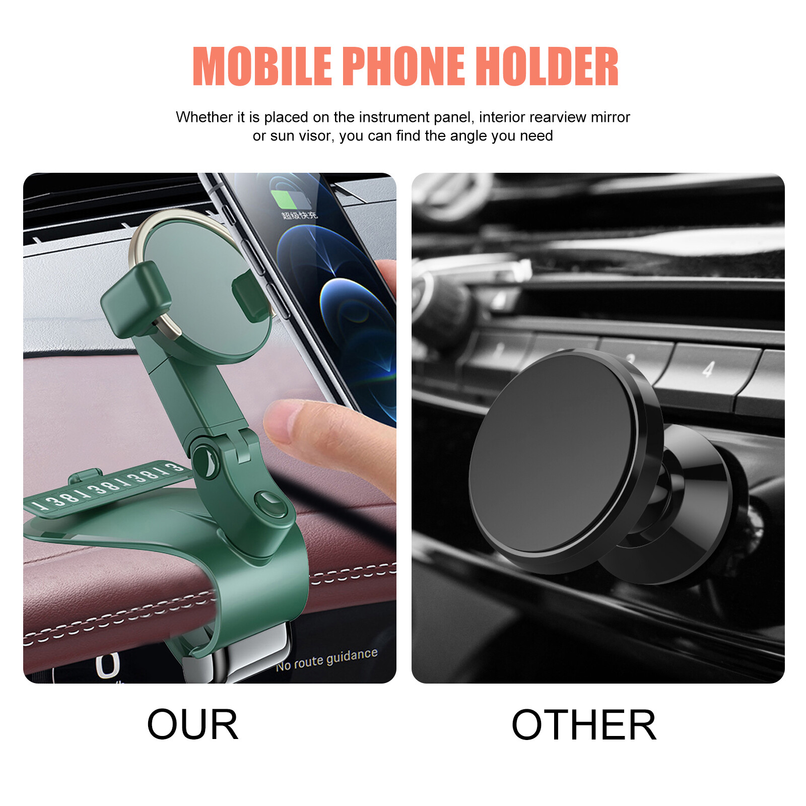 Car Phone Bracket Car Center Console Rearview Mirror Multi-function ...