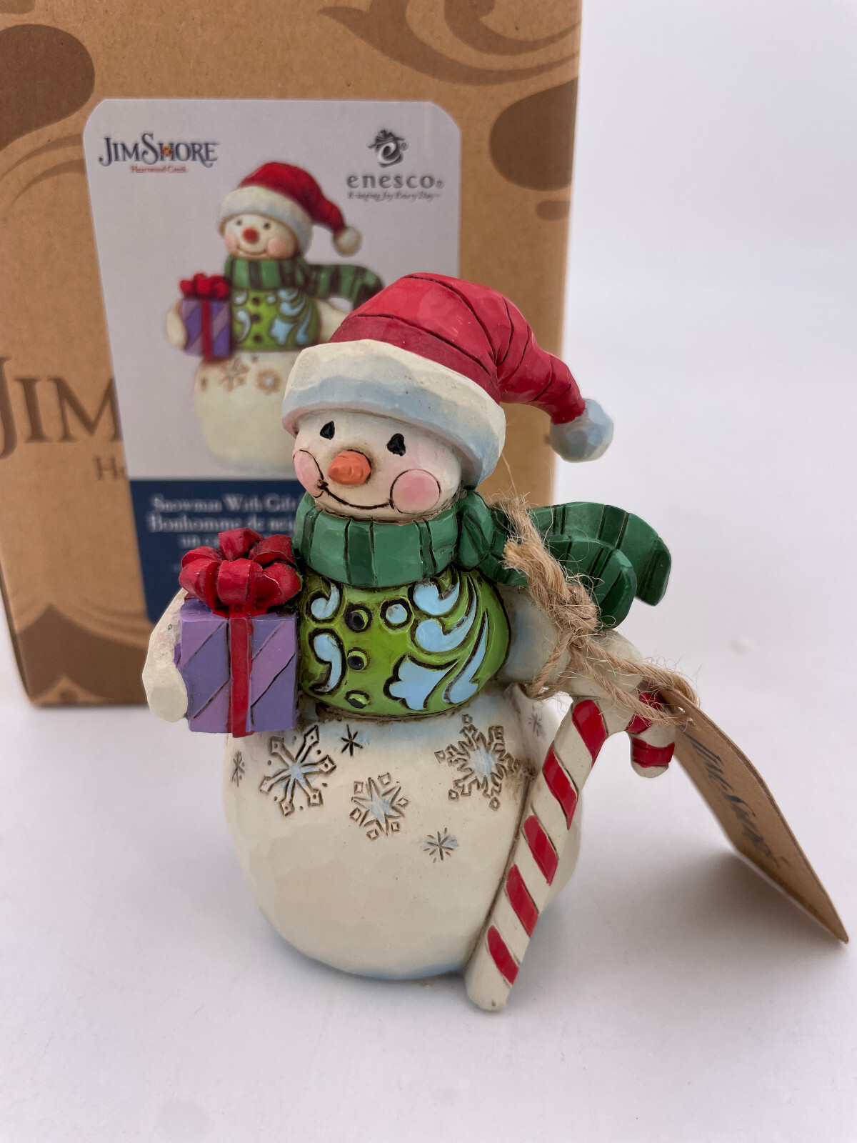 Enesco Jim Shore - Snowman with Gift & Candy Cane Mini (3.5") #6009009 ...