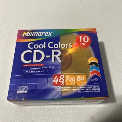Memorex CD-R 10-Pack Cool Colors 48X 700MB 80 min New Sealed | eBay