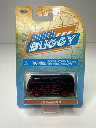 JADA Punch Buggy Slug Bug Volkswagen T1 Black/Red Flames Red Wheels New ...