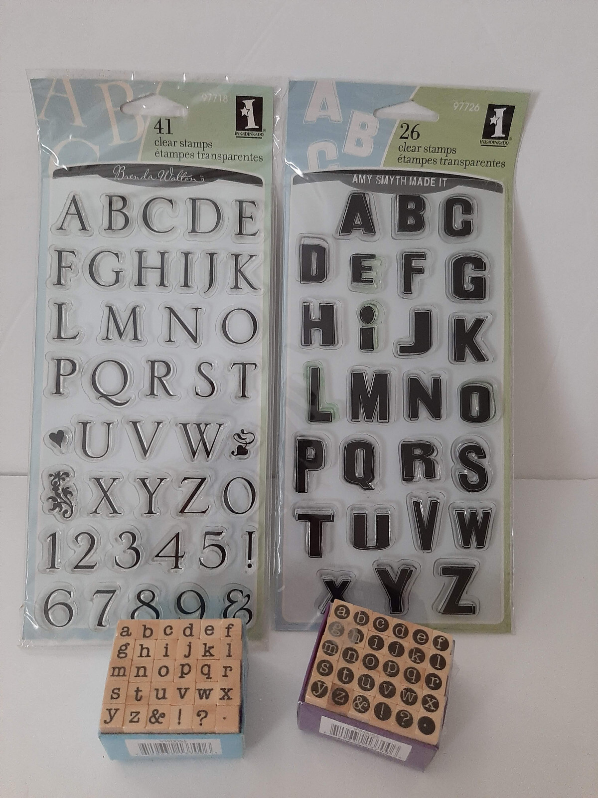 2 Inkadinkado Clear Alphabet Stamps and 2 Studio G Mini Stamps | eBay