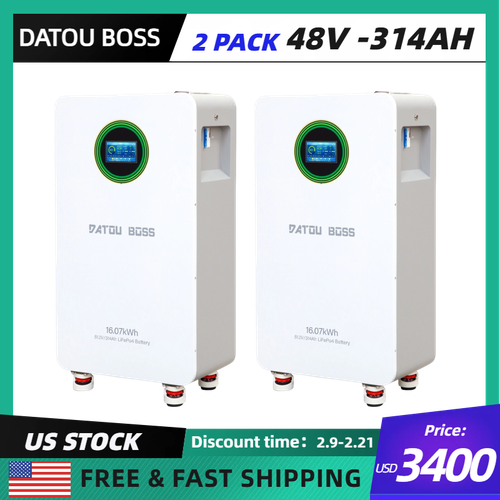 2* 48V 300Ah 314Ah Lithium Battery LiFePO4 16.07kwh for RV Solar Off ...