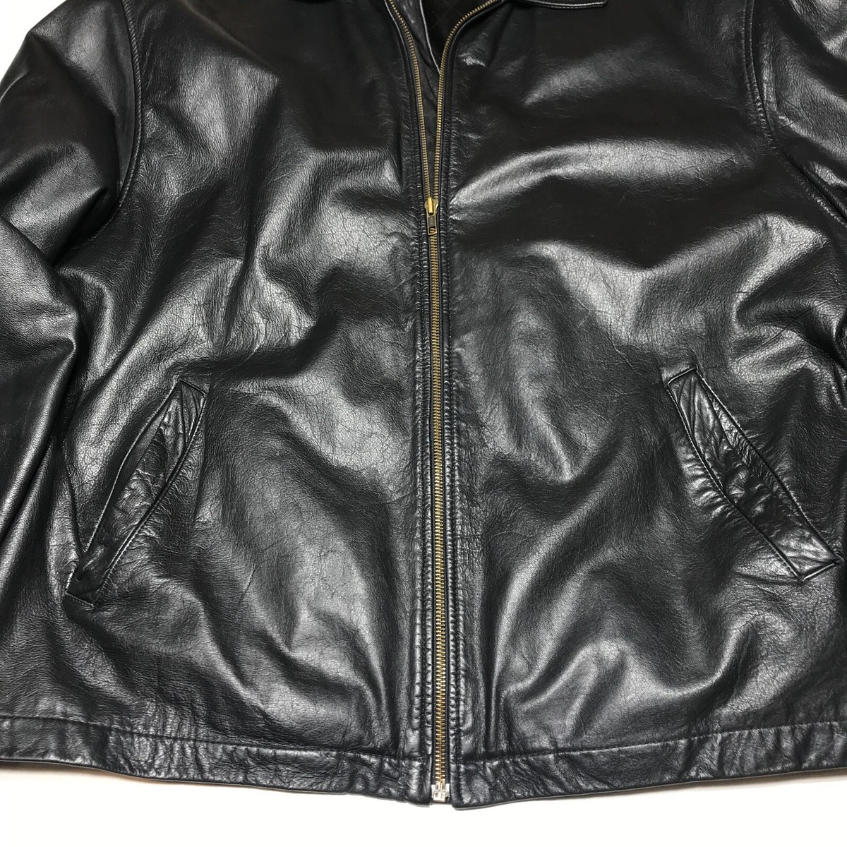 Old Navy Jacket Mens Size XL Black 100% Leather Full Zip Old Navy Jacket Mens Size XL Black 100% Leather Full Zip