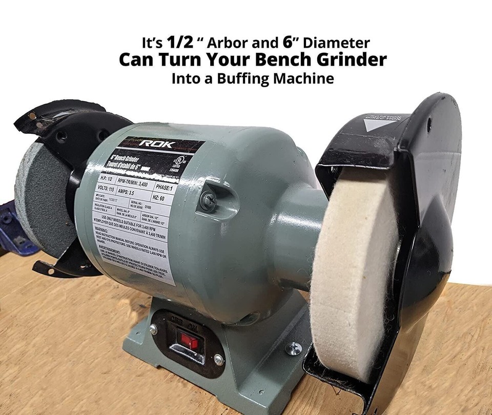 6" Felt Buffing Wheel for Bench Grinder Extra Thick Hard Firm Steel ...