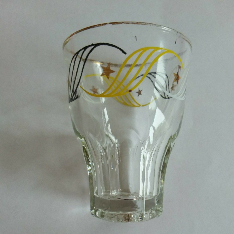 6 Vintage 50s Retro Atomic Shot Glasses Original Box Claymer Golden ...