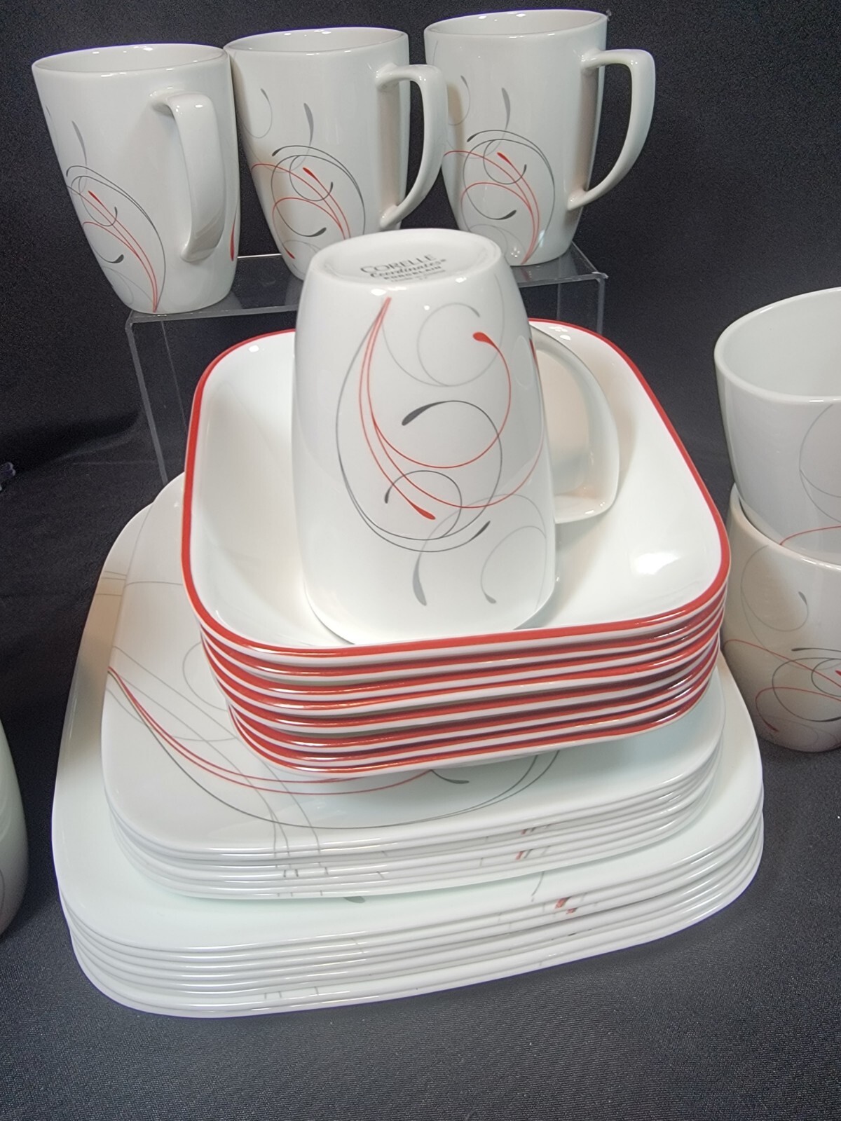 32 PCS Corelle Splendor Square Service For 8. Plates, Salad, Bowls ...