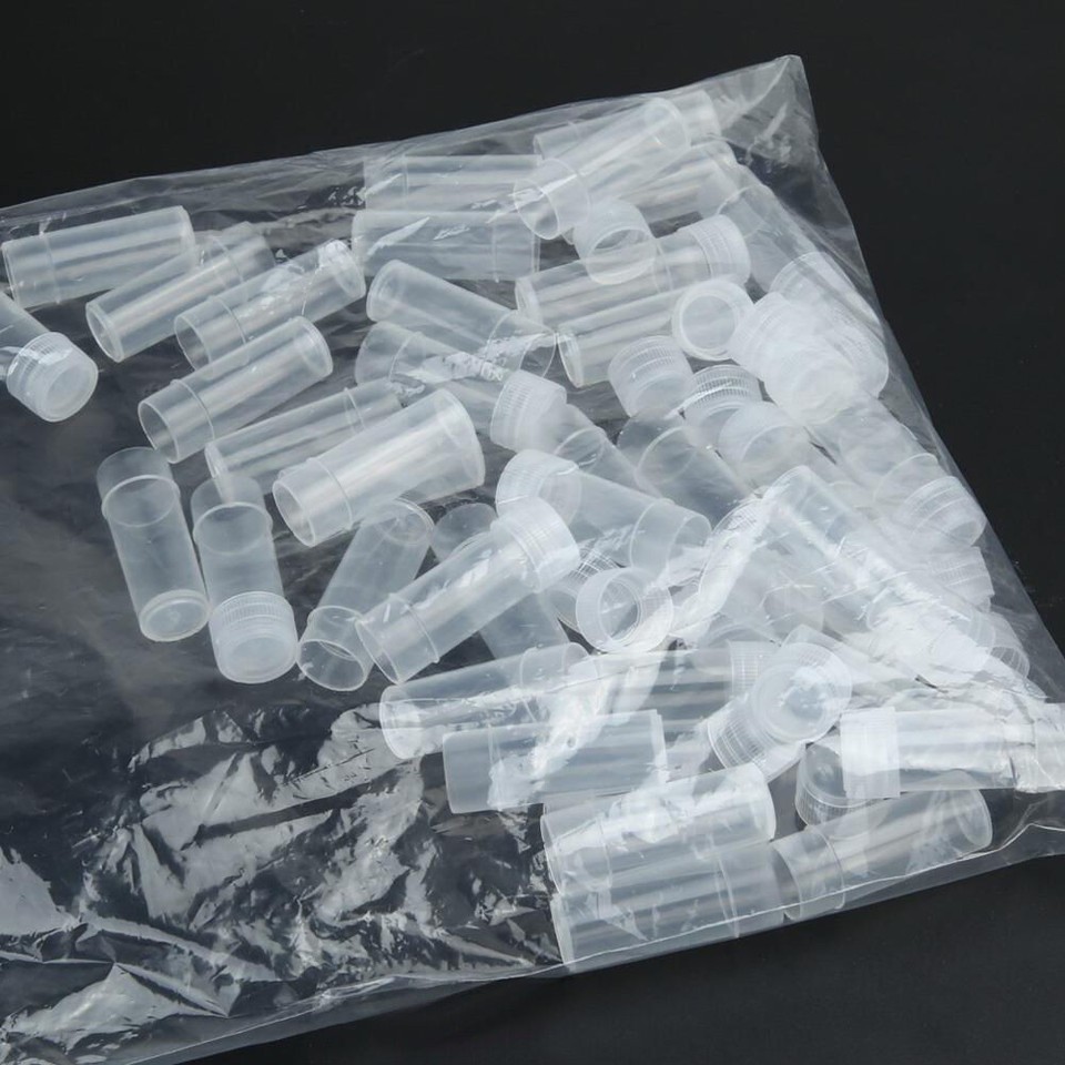 50Pcs 5ml Volume Plastic Small Bottle Vial Storage Container Sample ...