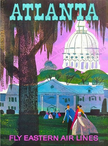 Atlanta Georgia 1960 Vintage Travel Poster Eastern Airlines Wall Art ...
