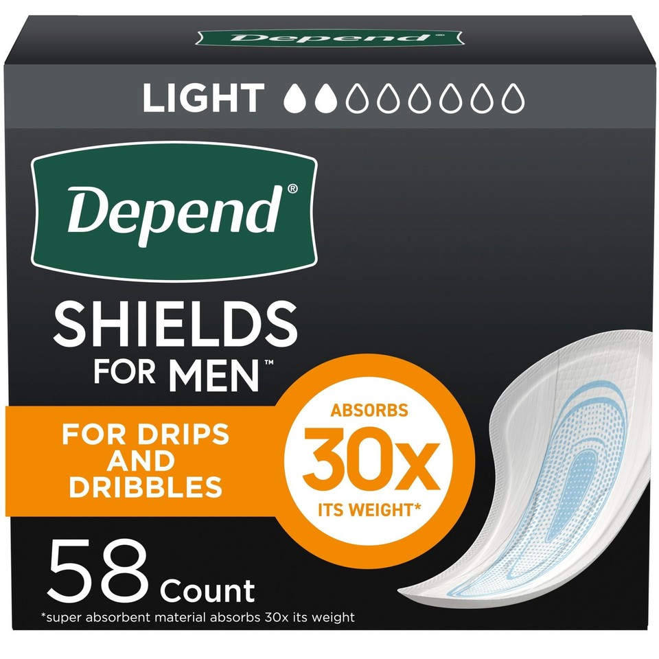 (3 pack) Depend Shields Incontinence Pads for Men, Light Absorbency, 58 ...