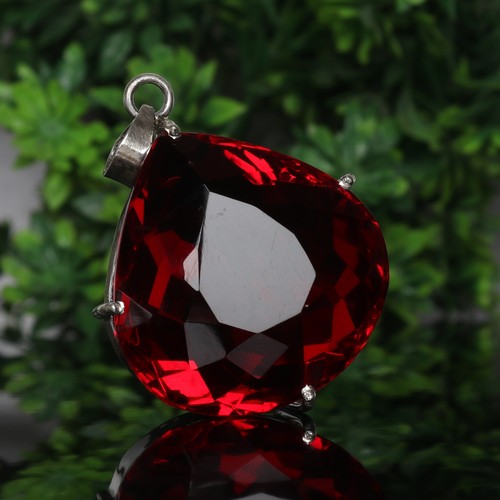 Pear Cut 925 Sterling Silver Hydrothermal Red Topaz 53 Carat Pendant ...