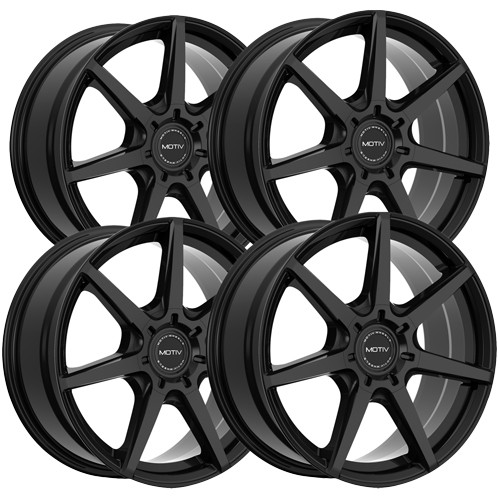 (Set of 4) Motiv 432B Rigor 17x7.5 5x108/5x4.5" +40mm Gloss Black ...