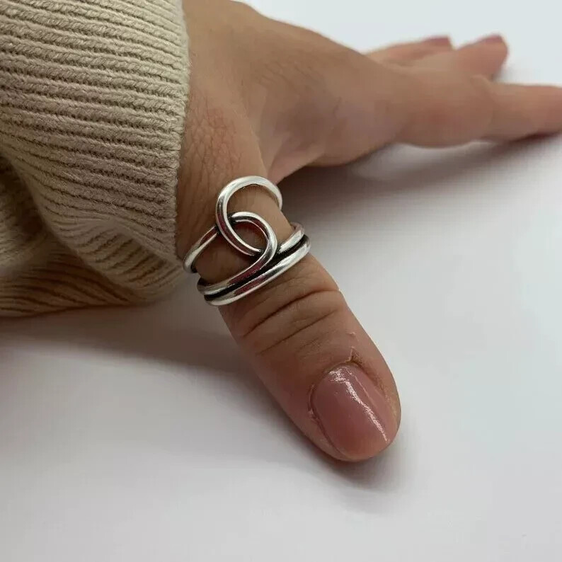 Chunky Big Knot Thumb Rings for Woman Handmade 925 Sterling Silver Ring ...