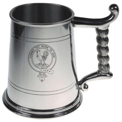 Mason Crest Tankard with Rope Handle in Polished Pewter 1 Pint Capacity ...