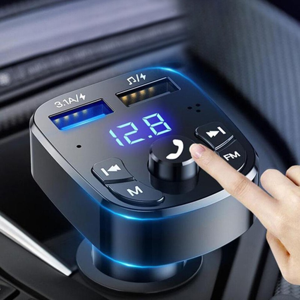 Wireless FM Transmitter Car MP3 Player Bluetooth-Compatible Hands-Free ...