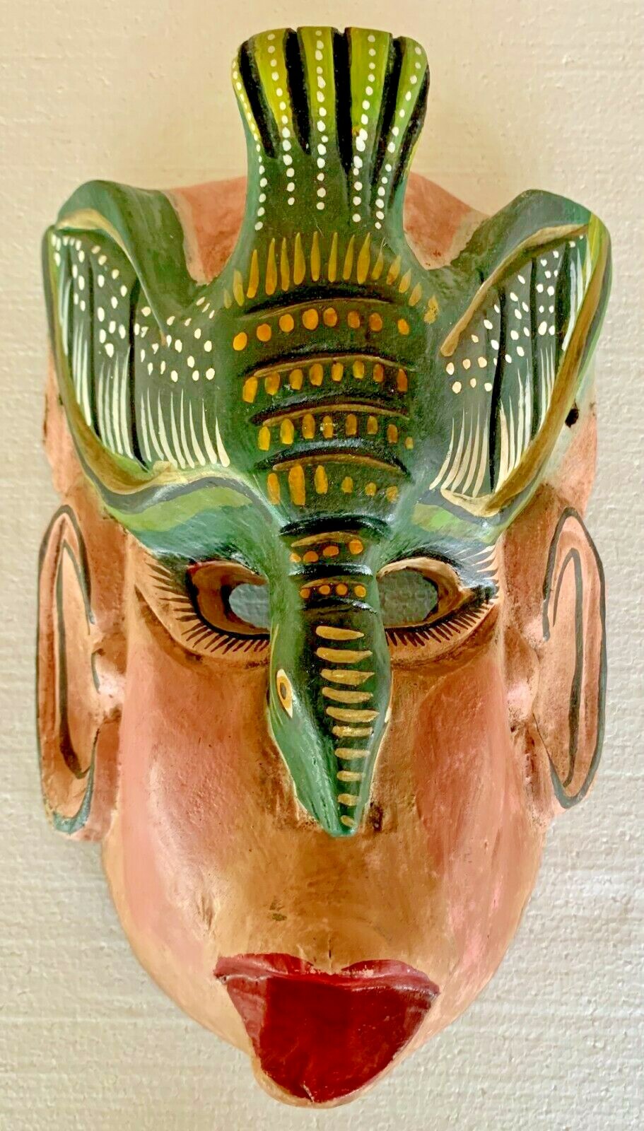 Mexican Folk Art Carved Nahua Wood Dove Bird Head Wall Face Mask ...